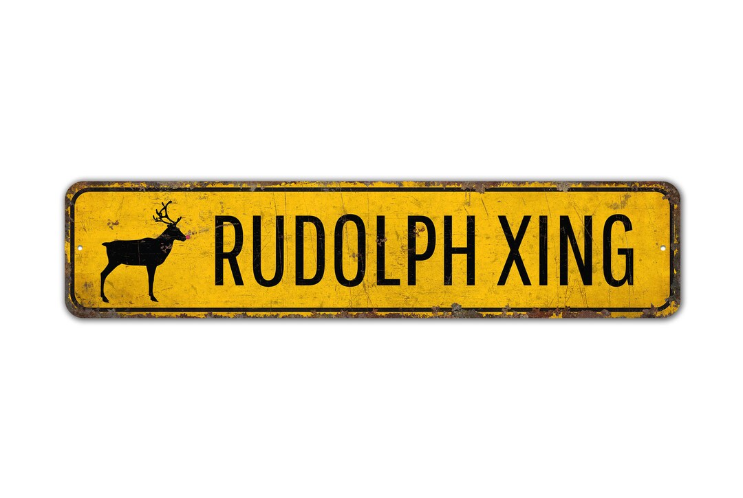 Rudolph Xing Sign - Christmas Decor - Christmas Sign - Reindeer Road ...