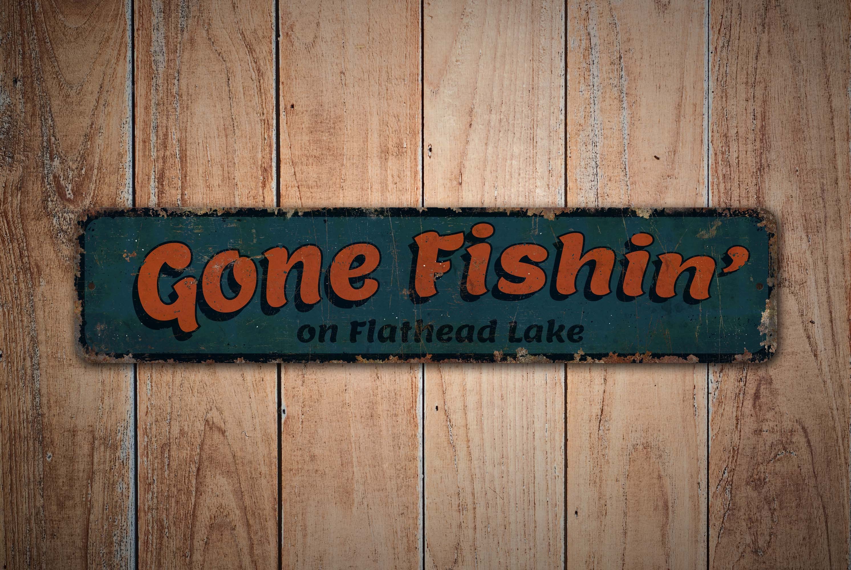 Gone Fishing on Lake - Vintage Style Mark - Gone for Fishing Sign ...