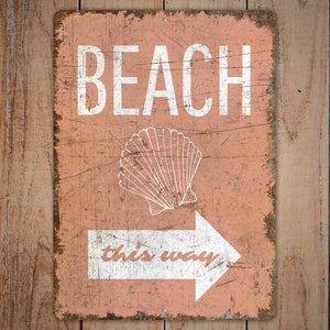 Beach This Way - Beach Direction Sign - Beach Sign - Vintage Style Sign ...
