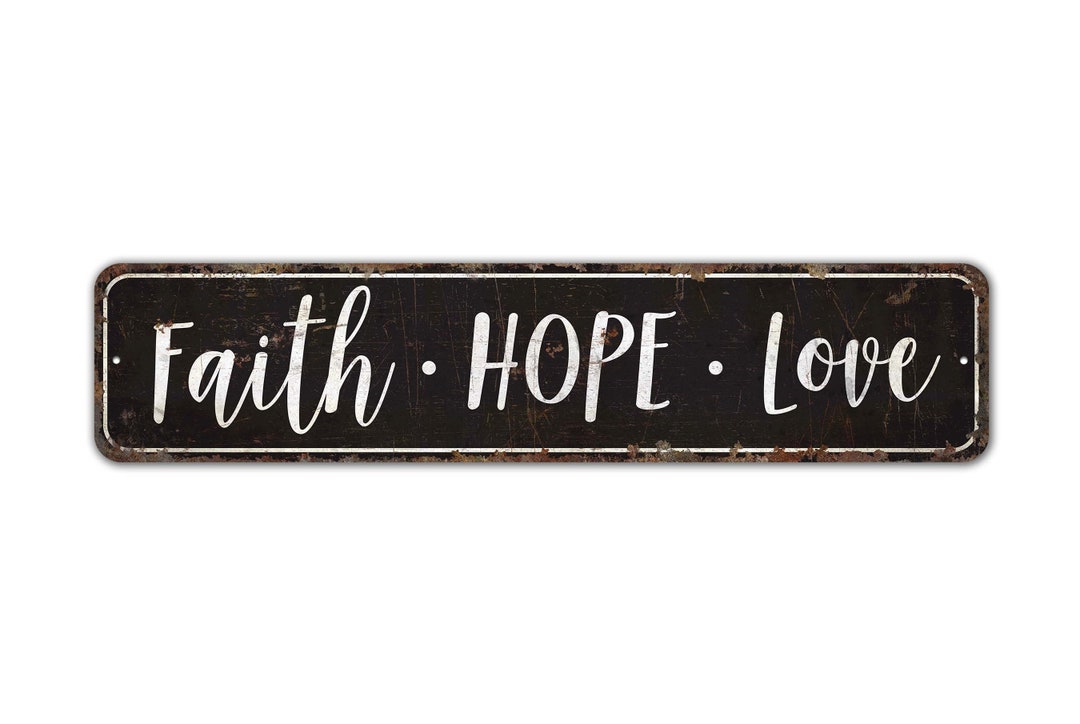 Faith Hope Love Sign - Christian Home Decor - Inspirational Sign ...