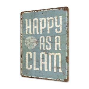 Happy as A Clam Sign - Beach Time Sign - Beach House Decor - Beach ...