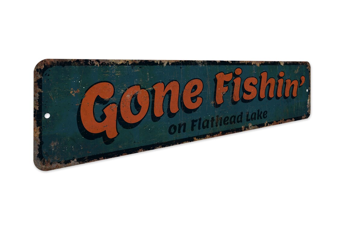 Gone Fishing on Lake - Vintage Style Mark - Gone for Fishing Sign ...