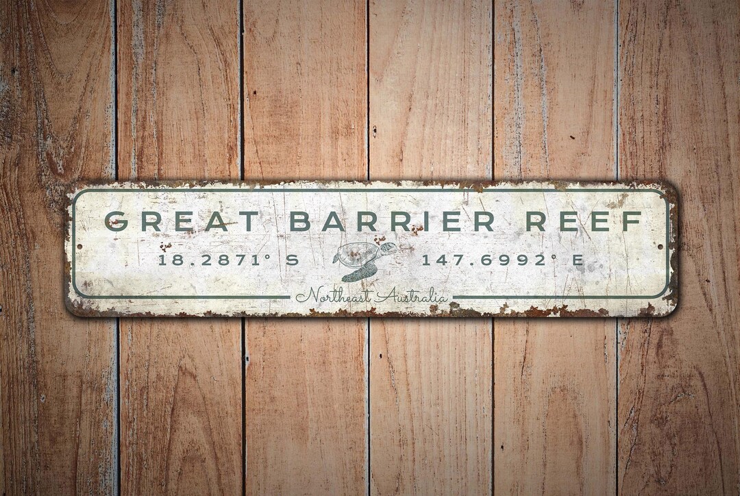 Great Barrier Reef Sign - Custom Coordinates Sign -latitude Longitude ...
