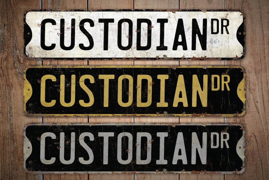 Custodian - Custodian Sign - Custodian Decor - Vintage Style Sign ...