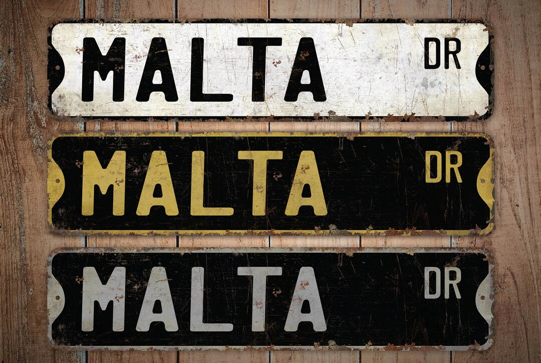 Malta - Malta Sign - Malta Decor - Vintage Style Sign - Custom Street ...