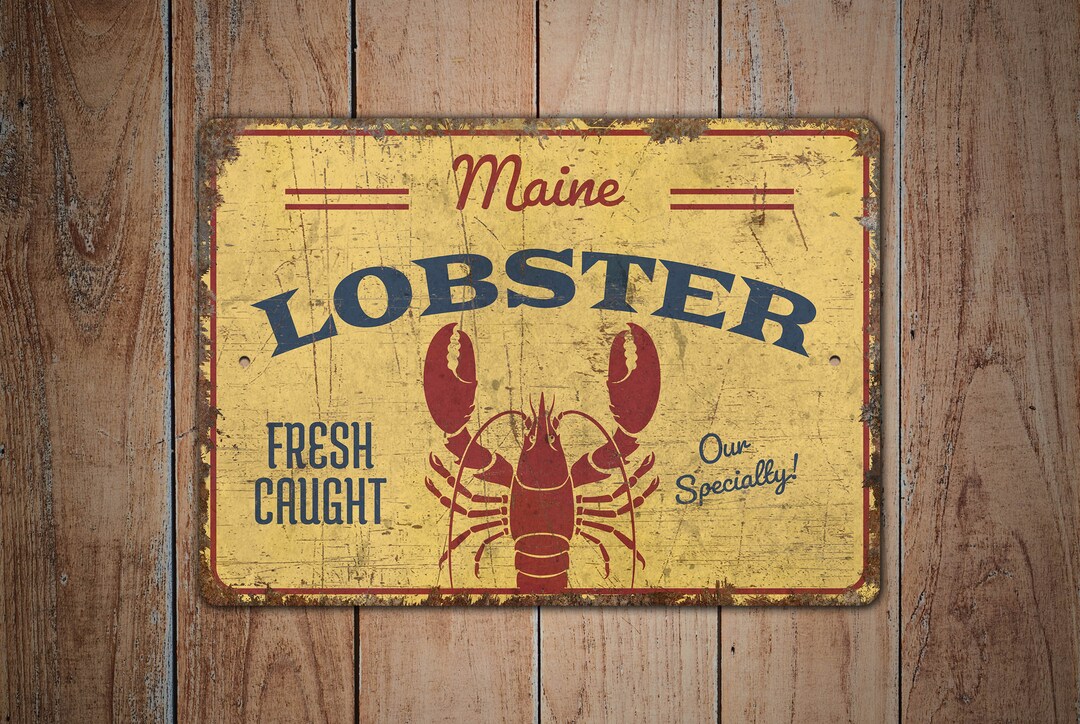 Maine Lobster Sign - Fresh Lobster Sign - Lobster Lover Gift - Beach ...