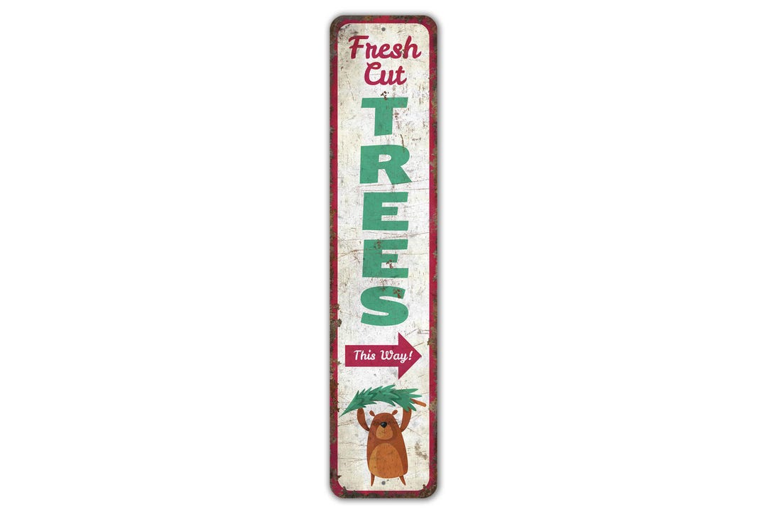 Fresh Cut Trees Sign - Christmas Tree Decor - Christmas Decor ...