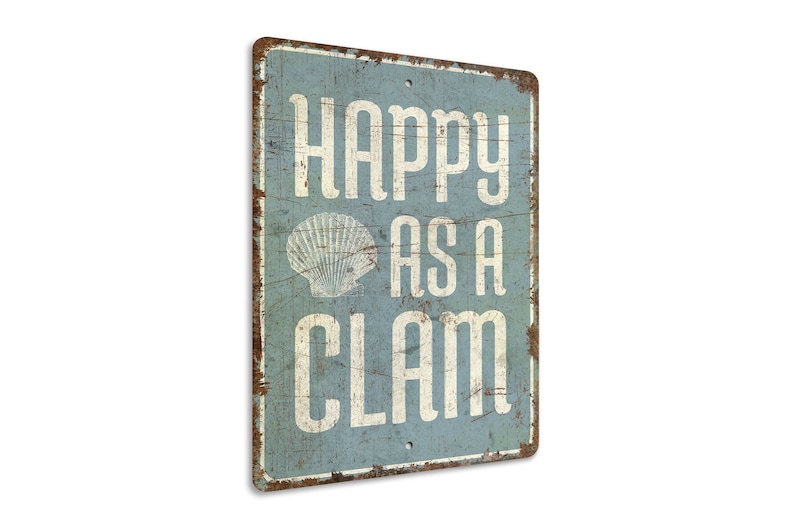 Happy as A Clam Sign - Beach Time Sign - Beach House Decor - Beach ...