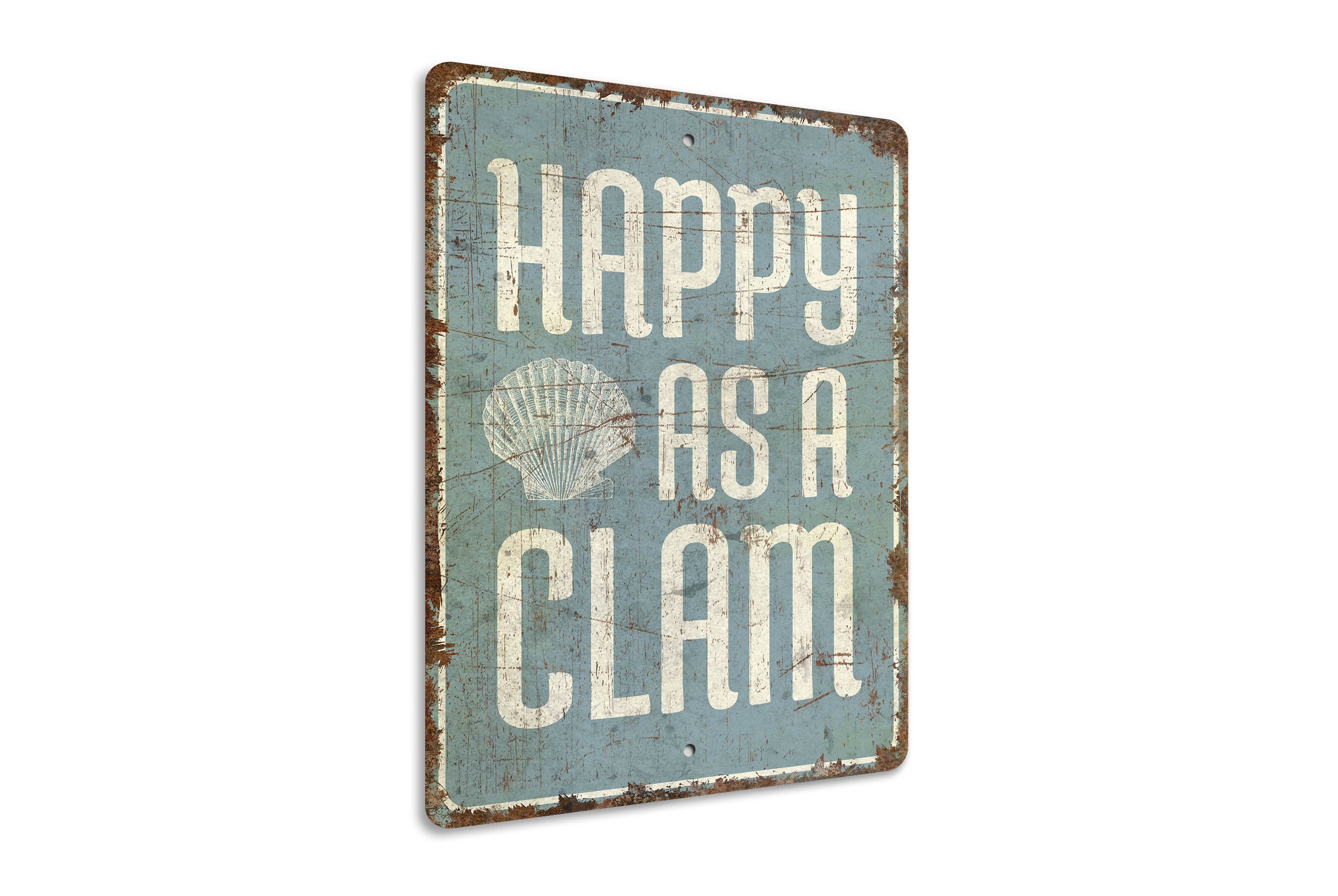 Happy as A Clam Sign - Beach Time Sign - Beach House Decor - Beach ...