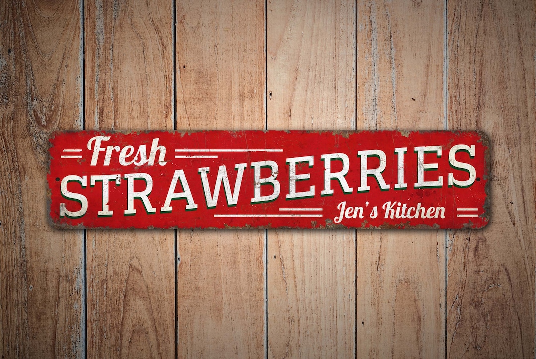 Fresh Strawberries - Strawberries Sign - Strawberries Decor - Vintage ...
