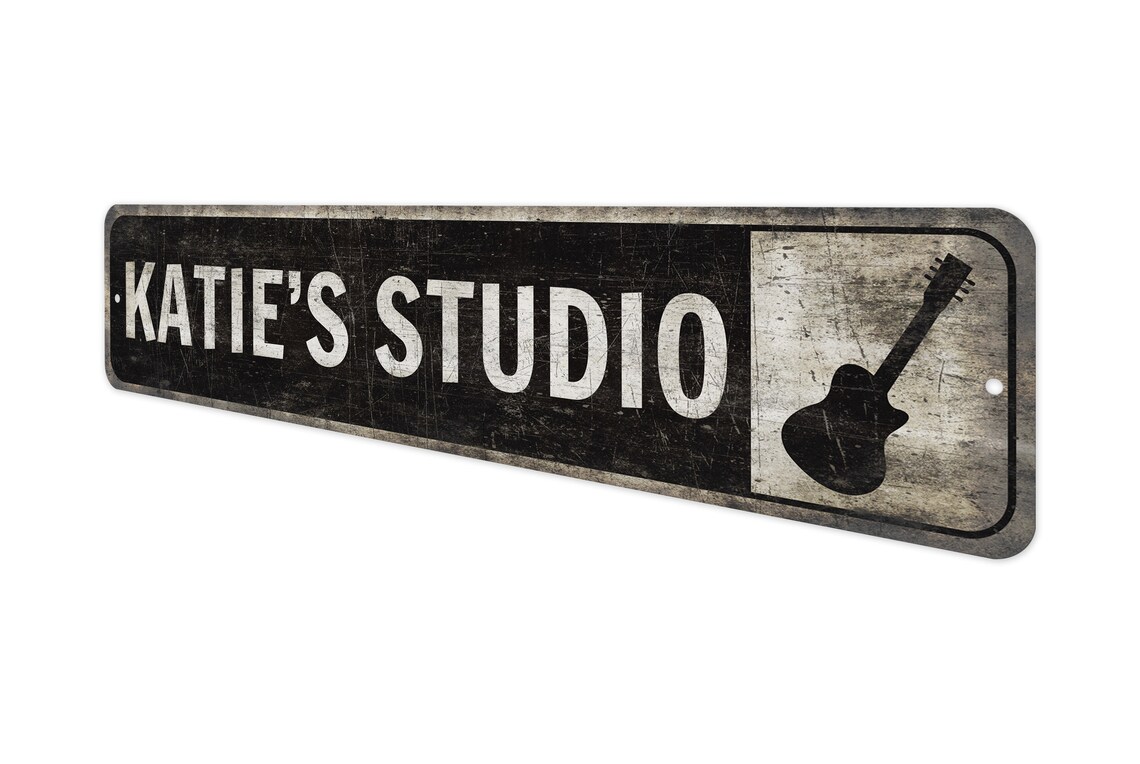 Guitar Studio Sign Vintage Style Sign Guitar Studio Decor - Etsy