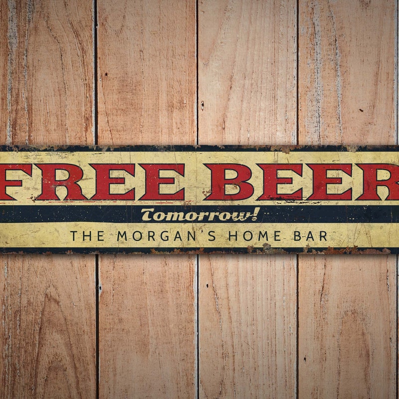 Welcome free beer tomorrow sign - Etsy.de