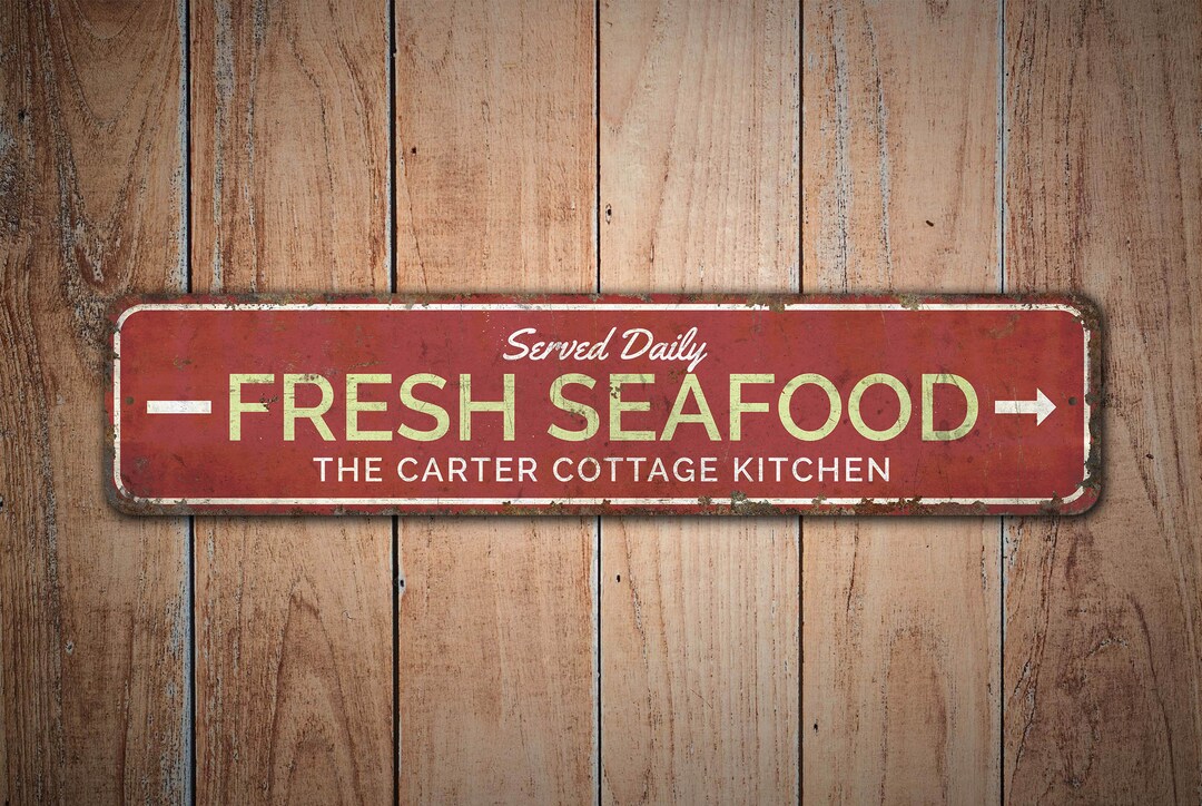 Fresh Seafood - Fresh Seafood Sign - Fresh Seafood Decor - Vintage ...