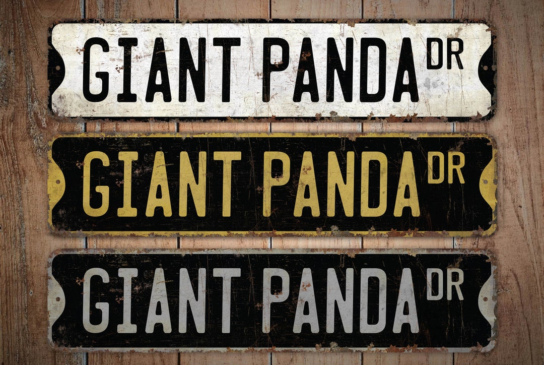 Giant Panda - Giant Panda Sign - Giant Panda Decor - Vintage Style Sign ...