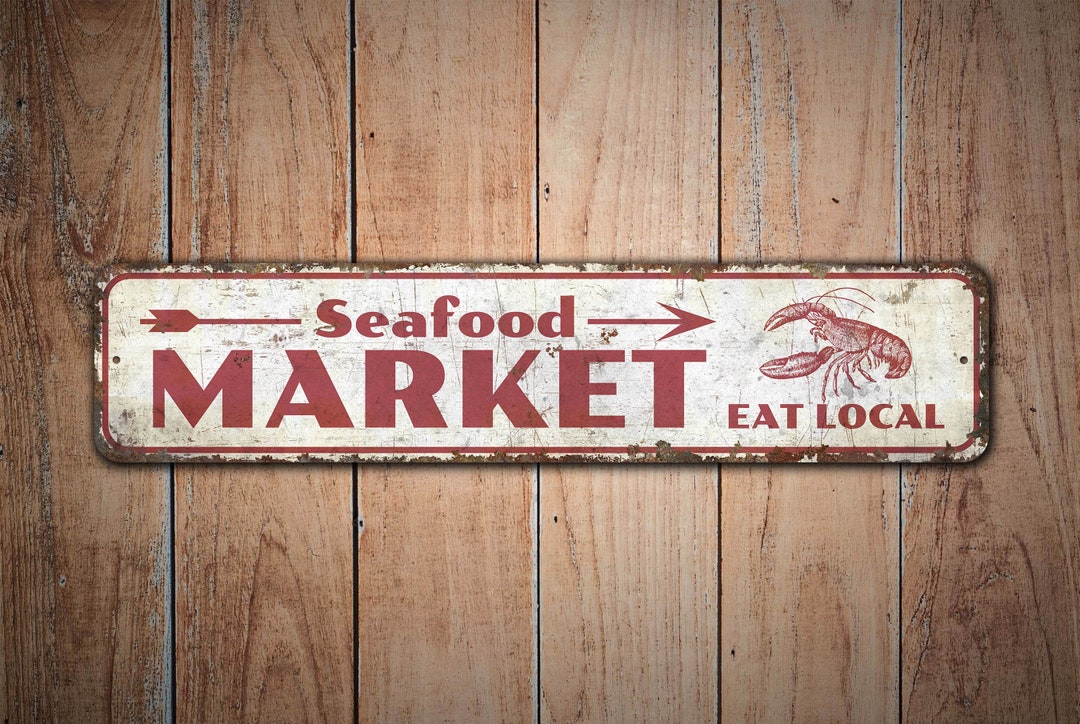 Seafood Market Sign - Seafood Market Decor - Eat Local Sign - Custom ...