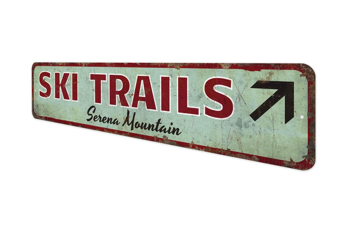 Ski Trails - Ski Trails Sign - Ski Trails Decor - Vintage Style Sign ...