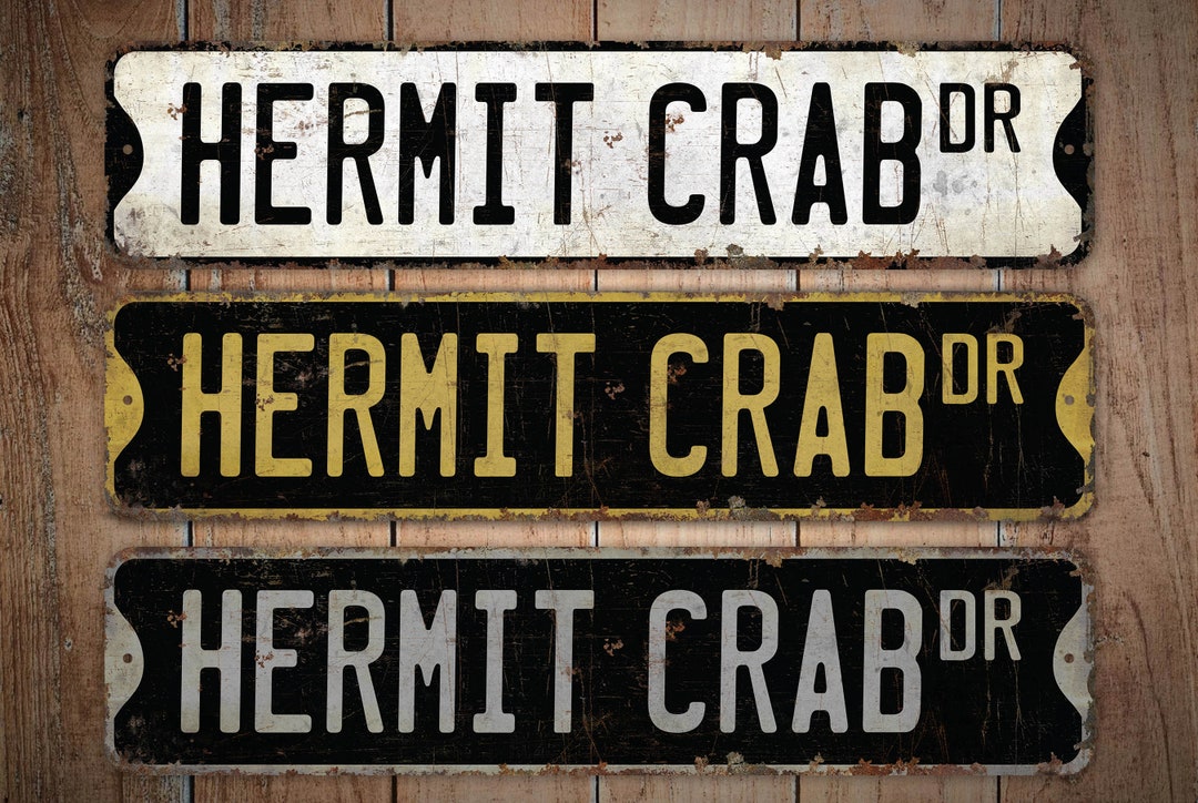 Hermit Crab - Hermit Crab Sign - Hermit Crab Decor - Vintage Style Sign ...