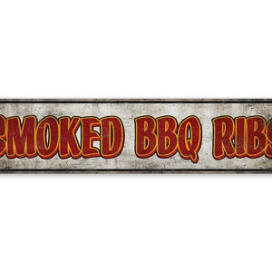 Smoked BBQ Ribs Sign - Smoked BBQ Ribs - Custom BBQ Ribs Sign - Vintage ...