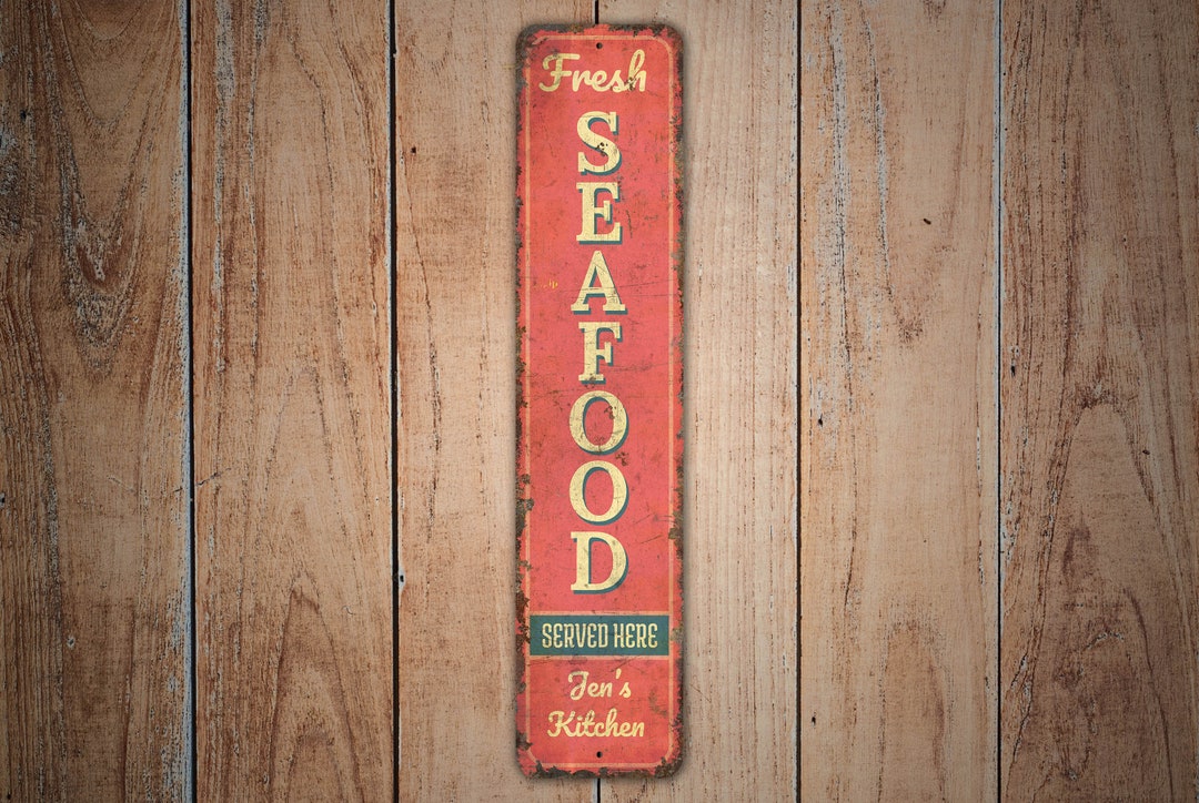 Fresh Seafood Sign - Seafood Restaurant - Fresh Seafood Decor - Vintage ...