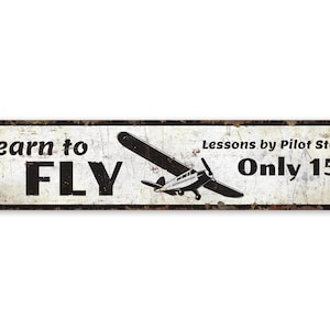 Learn to Fly Sign - Flying Lesson Sign - Vintage Style Sign - Flying ...