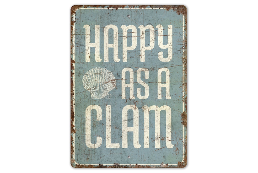 Happy as A Clam Sign - Beach Time Sign - Beach House Decor - Beach ...