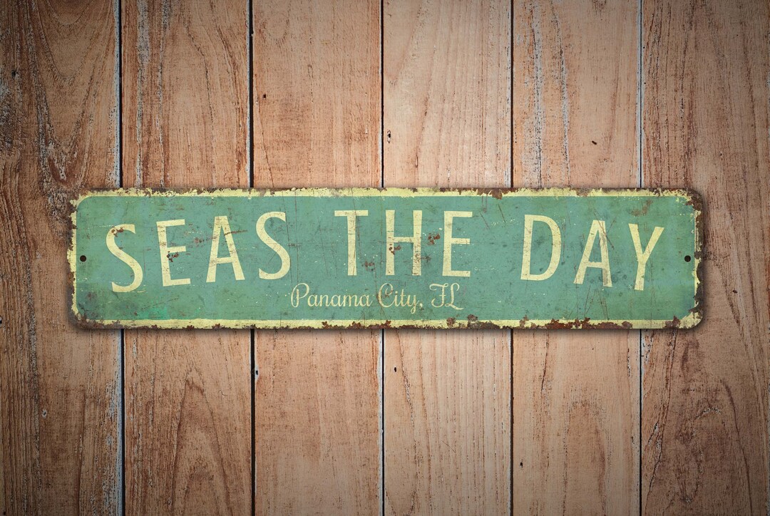 Seas the Day Sign - Vintage Style Sign - Seas the Day Decor - Seas the ...