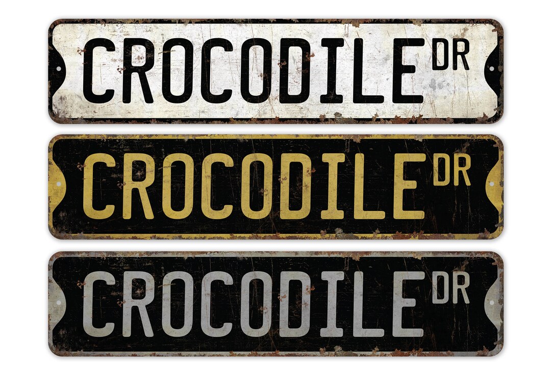 Crocodile - Crocodile Sign - Crocodile Decor - Vintage Style Sign ...