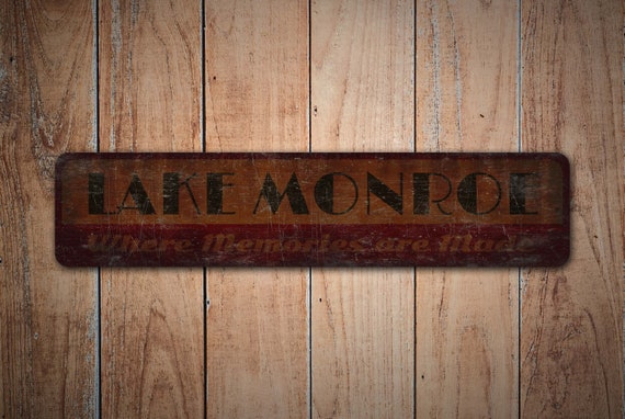 Memorial Lake Sign Lake Monroe Sign Vintage Style Sign | Etsy