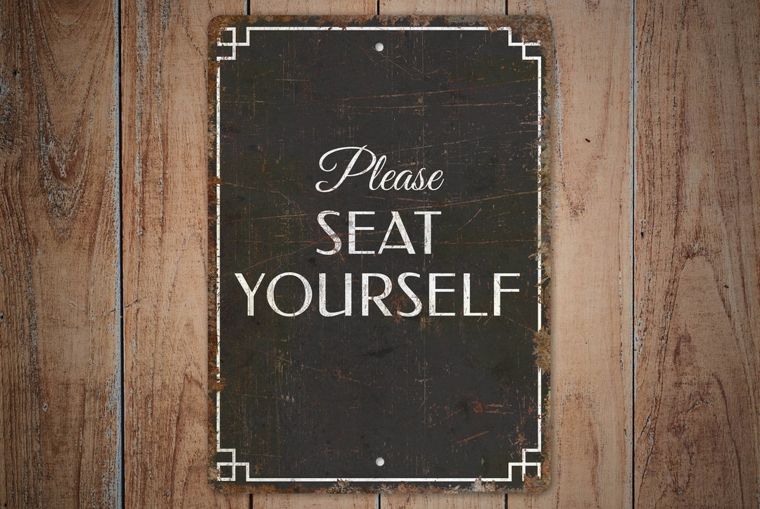 Please Seat Yourself Sign Bathroom Sign Funny Bathroom Decor Vintage ...
