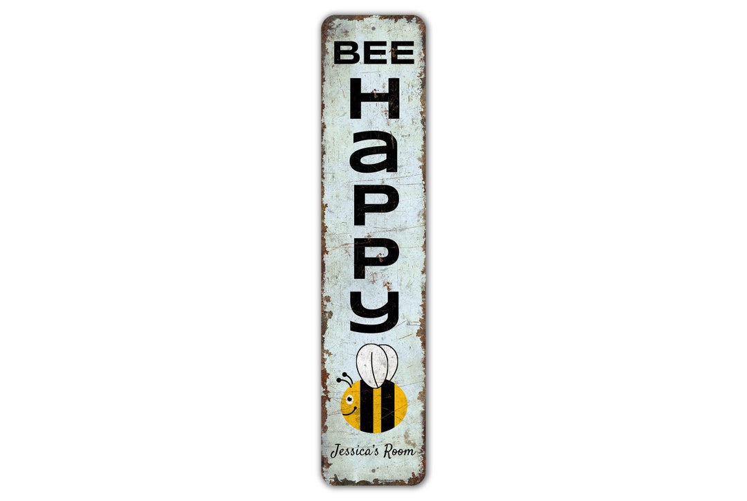 Bee Happy Sign - Bee Happy Decor - Kids Room Sign - Kids Room Door ...