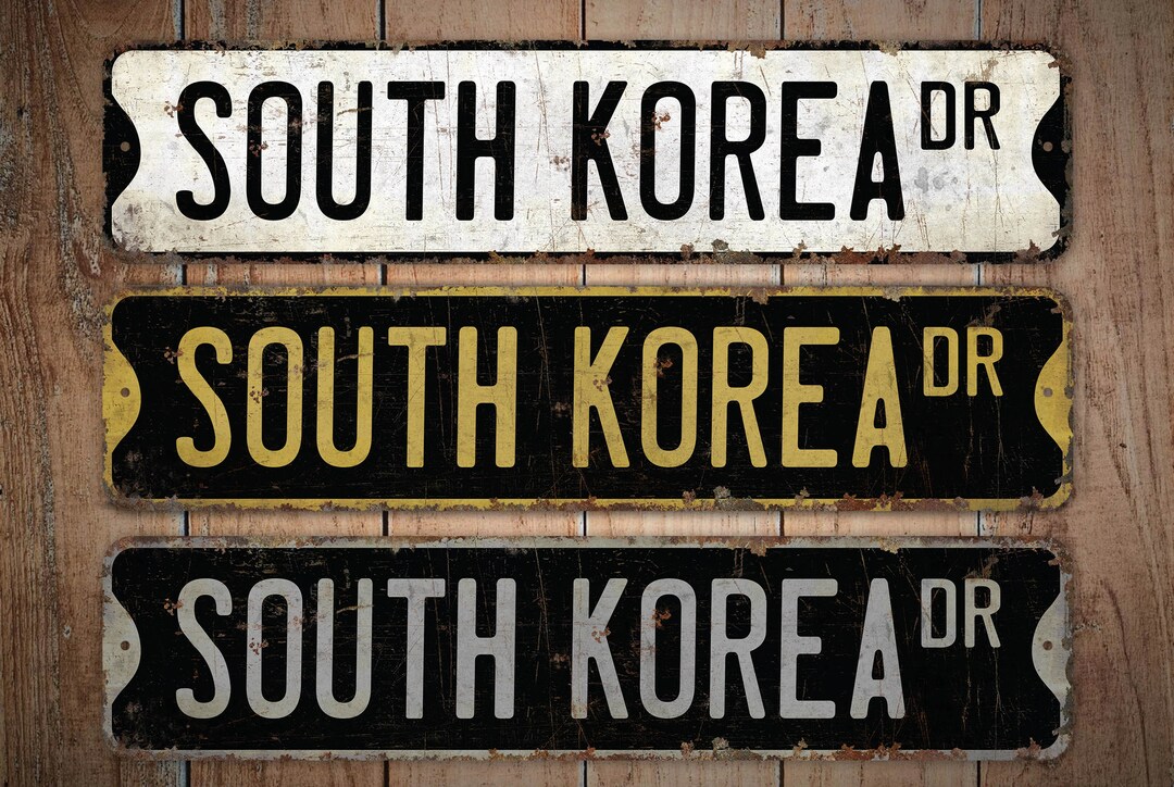 South Korea - South Korea Sign - South Korea Decor - Vintage Style Sign ...