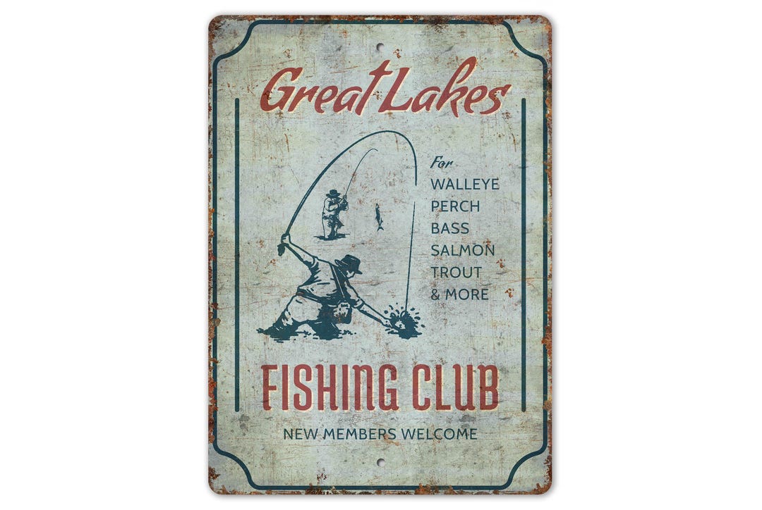 Custom Great Lakes Fishing Club - Fishing Club Sign - Fishing Gift ...