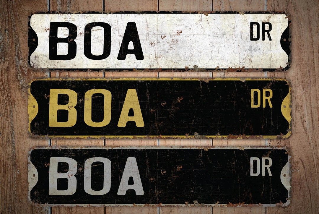 Boa - Boa Sign - Boa Decor - Vintage Style Sign - Custom Street Sign ...