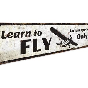 Learn to Fly Sign - Flying Lesson Sign - Vintage Style Sign - Flying ...