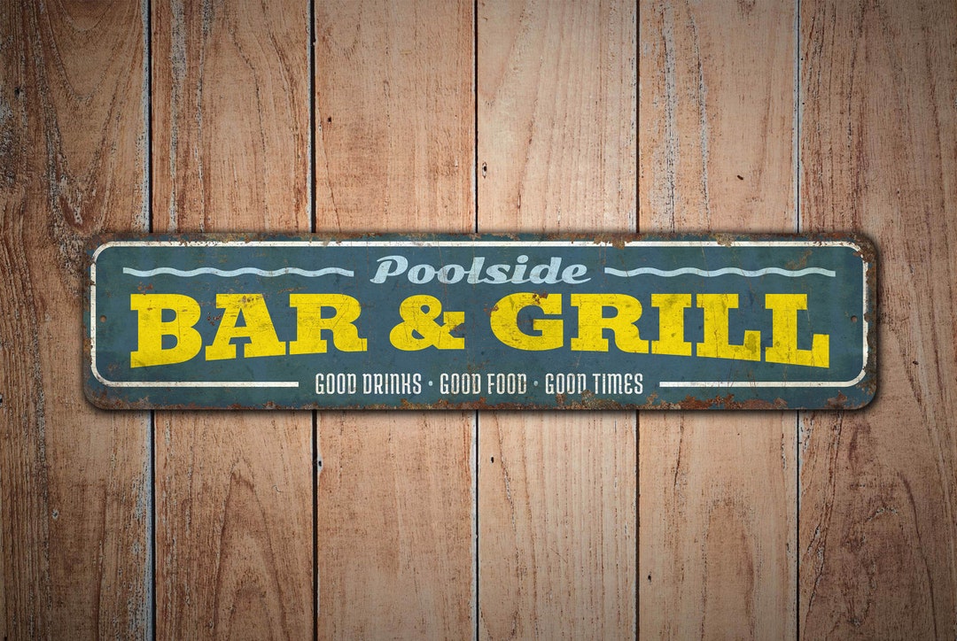 Poolside Bar and Grill - Swimming Pool Sign - Swimming Pool Decor ...