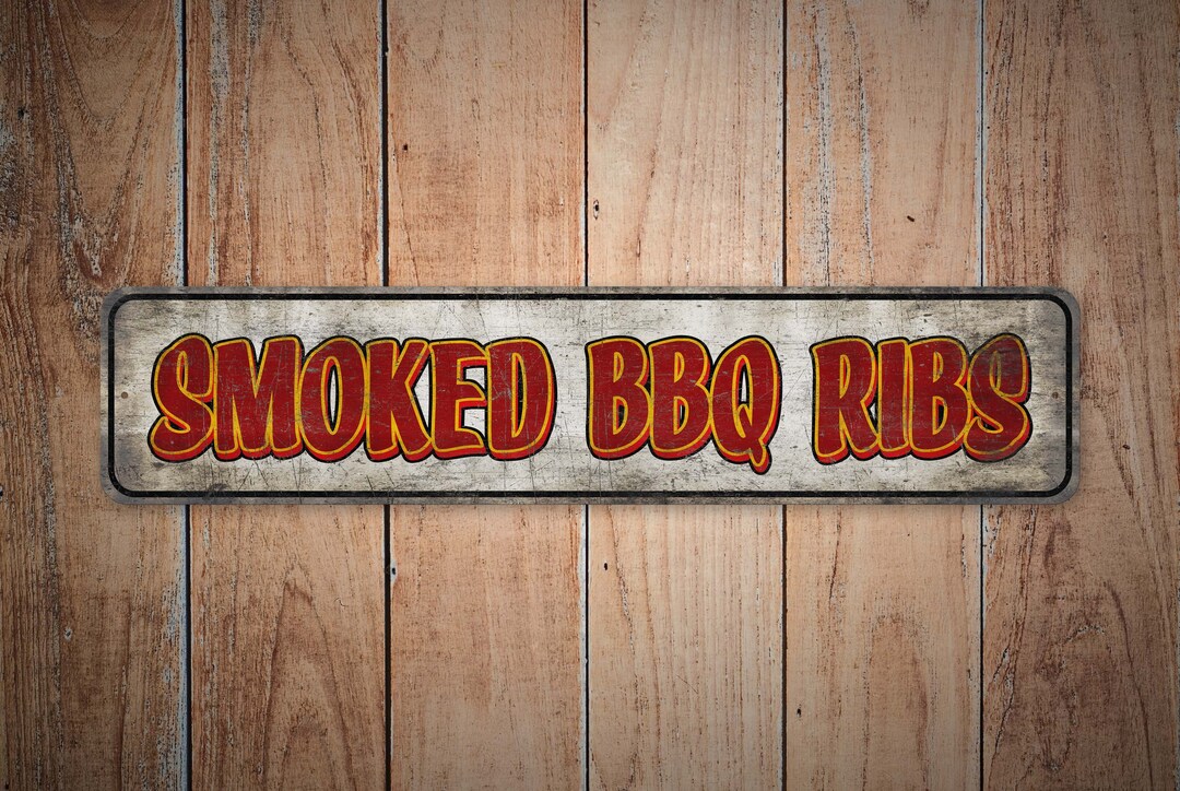 Smoked BBQ Ribs Sign - Smoked BBQ Ribs - Custom BBQ Ribs Sign - Vintage ...