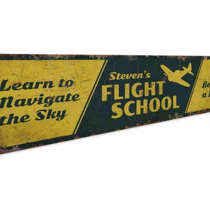 Flight School Sign - Flight School Decor - Vintage Style Sign - Flight ...