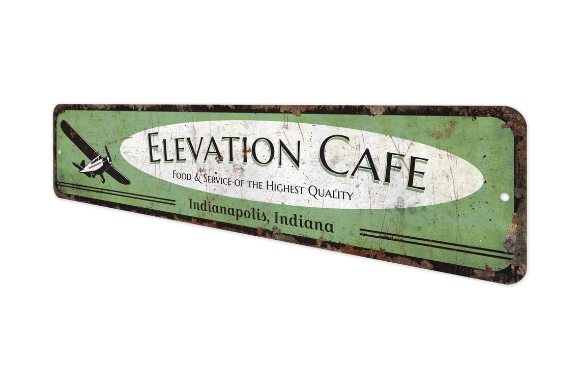 Elevation Cafe Sign - Vintage Style Sign - Elevation Cafe Decor ...