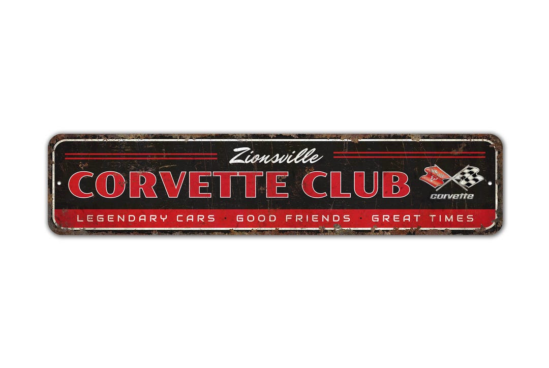 Corvette Club Sign - Corvette Sign - Corvette Decor - Corvette Car Sign ...