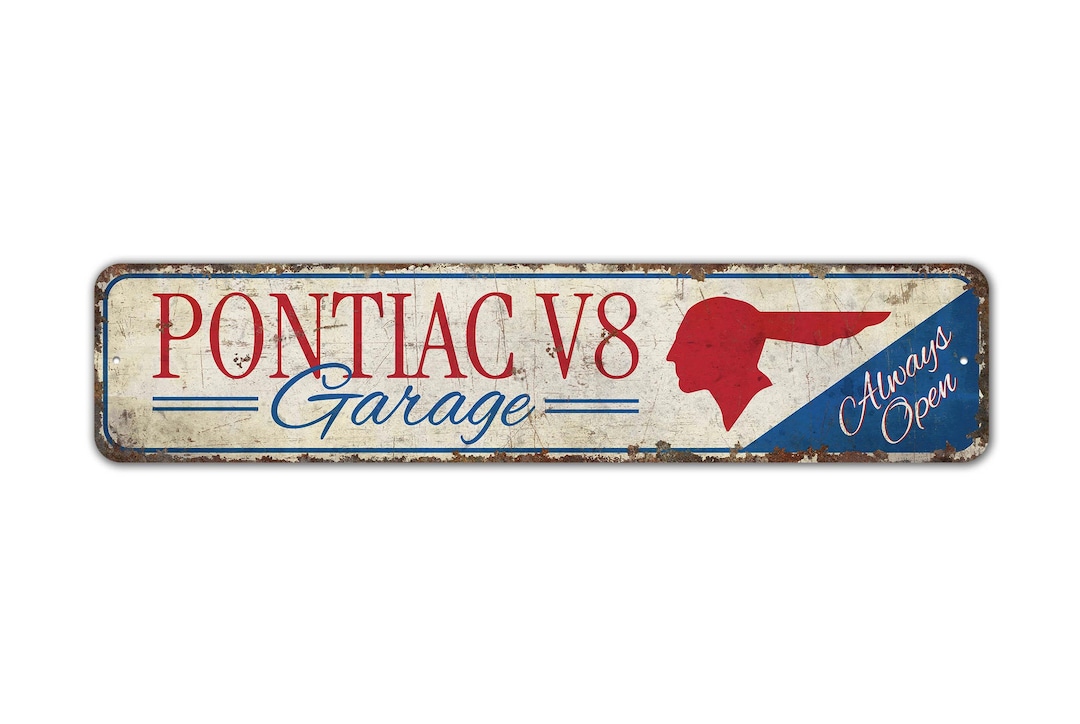 Pontiac V8 Garage Sign - Garage Sign - Pontiac Garage Sign - Garage ...