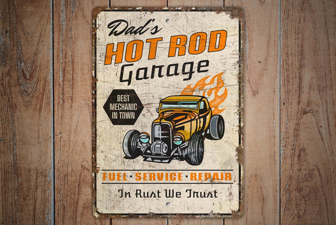 Hot Rod Garage Sign - Hot Rod Garage Decor - Hot Rod Sign - Mechanic on ...
