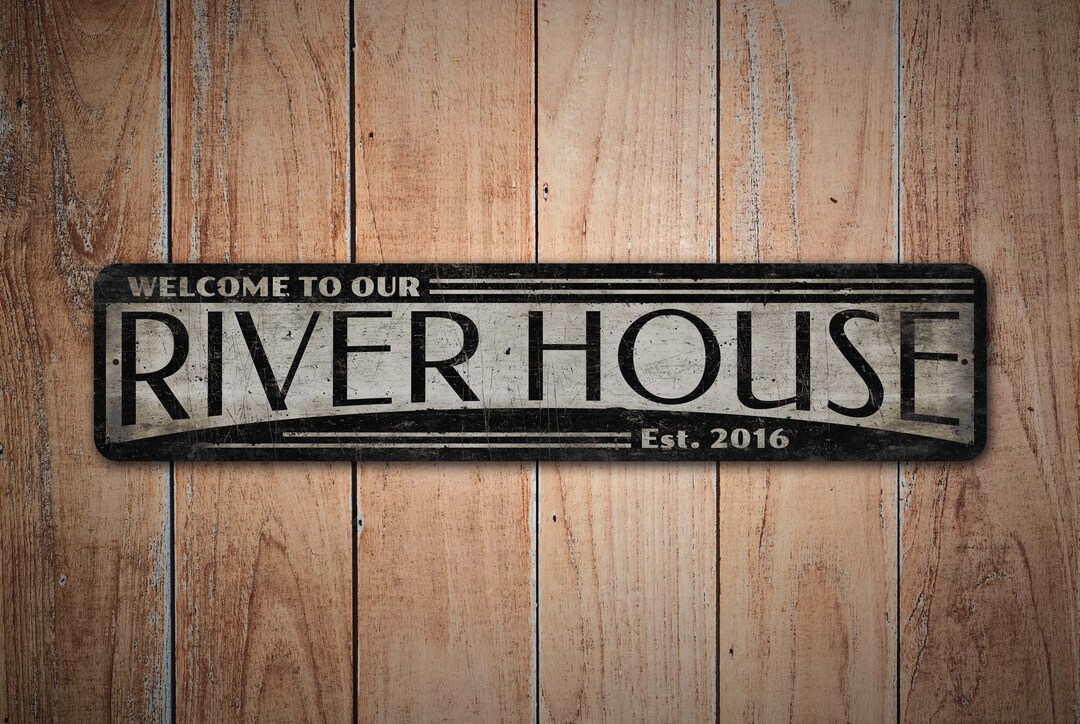 River House Sign - River House Decor - Vintage Style Sign - River House ...