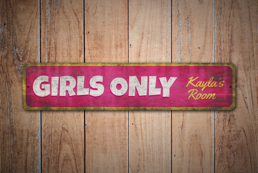 Girls Only Sign - Vintage Style Sign - Kids Room Sign - Girls Only Room ...