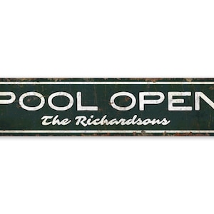 Pool Open Sign Pool Open Decor Pool Decor Vintage Style Sign Family ...