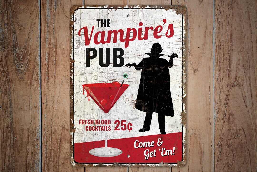 The Vampire's Pub - Vampire's Pub Sign - Halloween Sign - Halloween ...