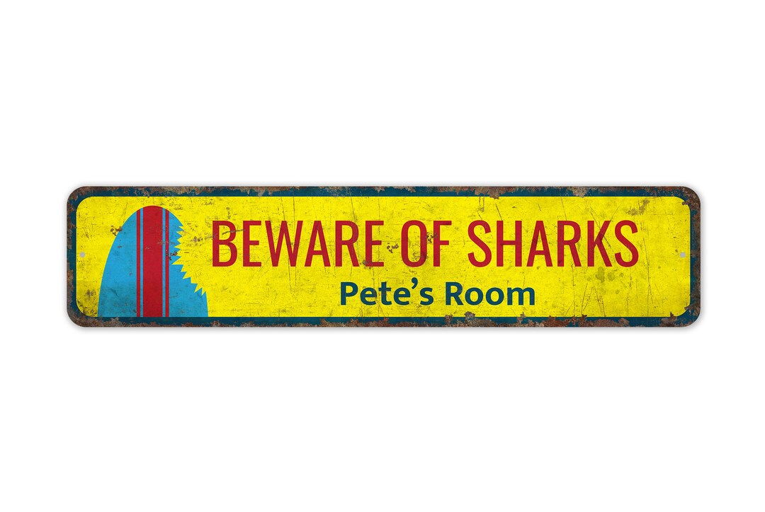 Beware of Sharks - Kids Room Sign - Kids Room Decor - Vintage Style ...