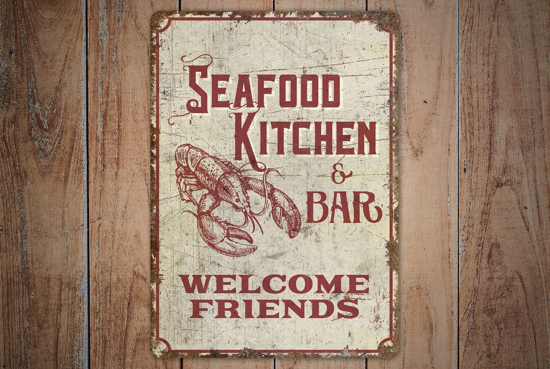 Seafood Kitchen Sign - Seafood Kitchen Decor - Restaurant Sign ...