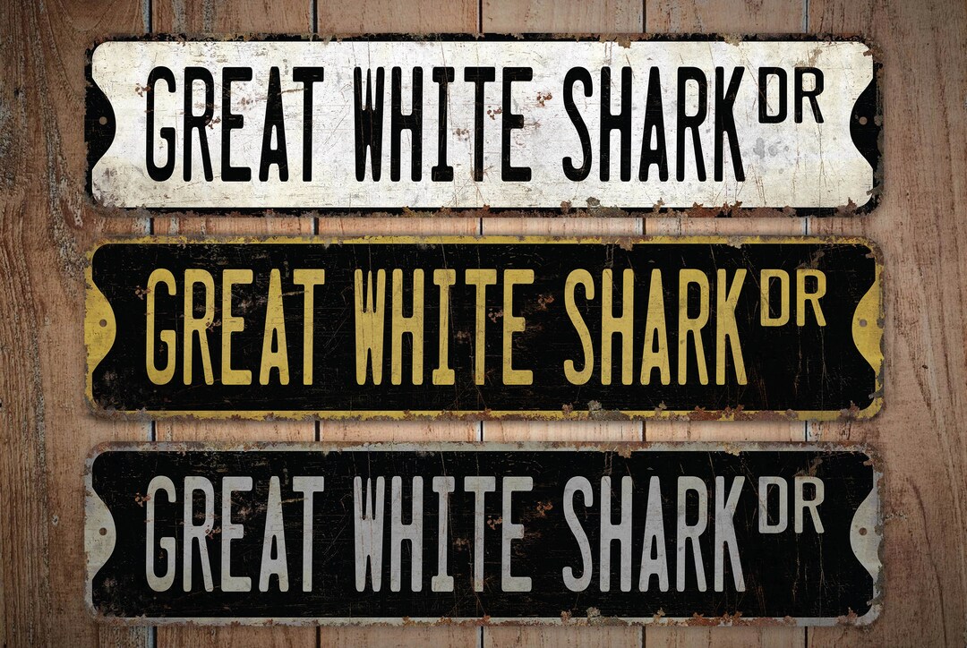 Great White Shark - White Shark Sign - White Shark Decor - Vintage ...