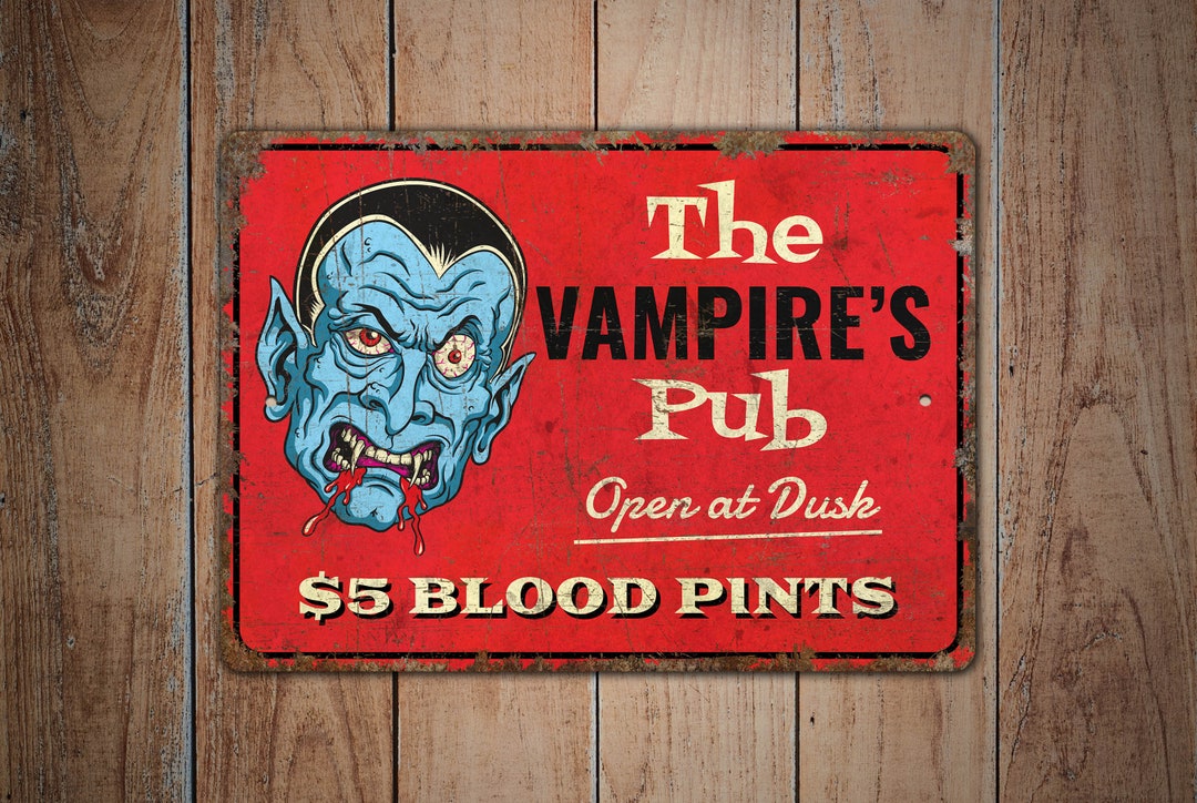The Vampire's Pub - Vampire's Pub Sign - Halloween Sign - Halloween ...