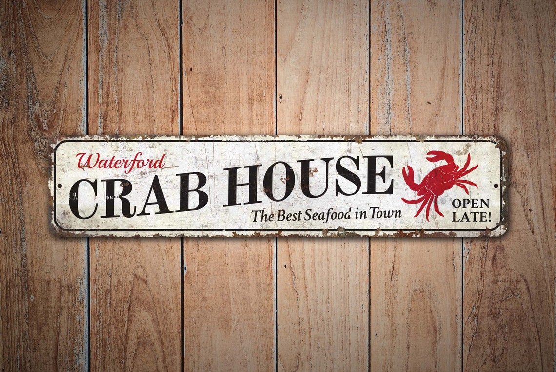 Crab House Sign Vintage Style Sign Crab House Custom - Etsy